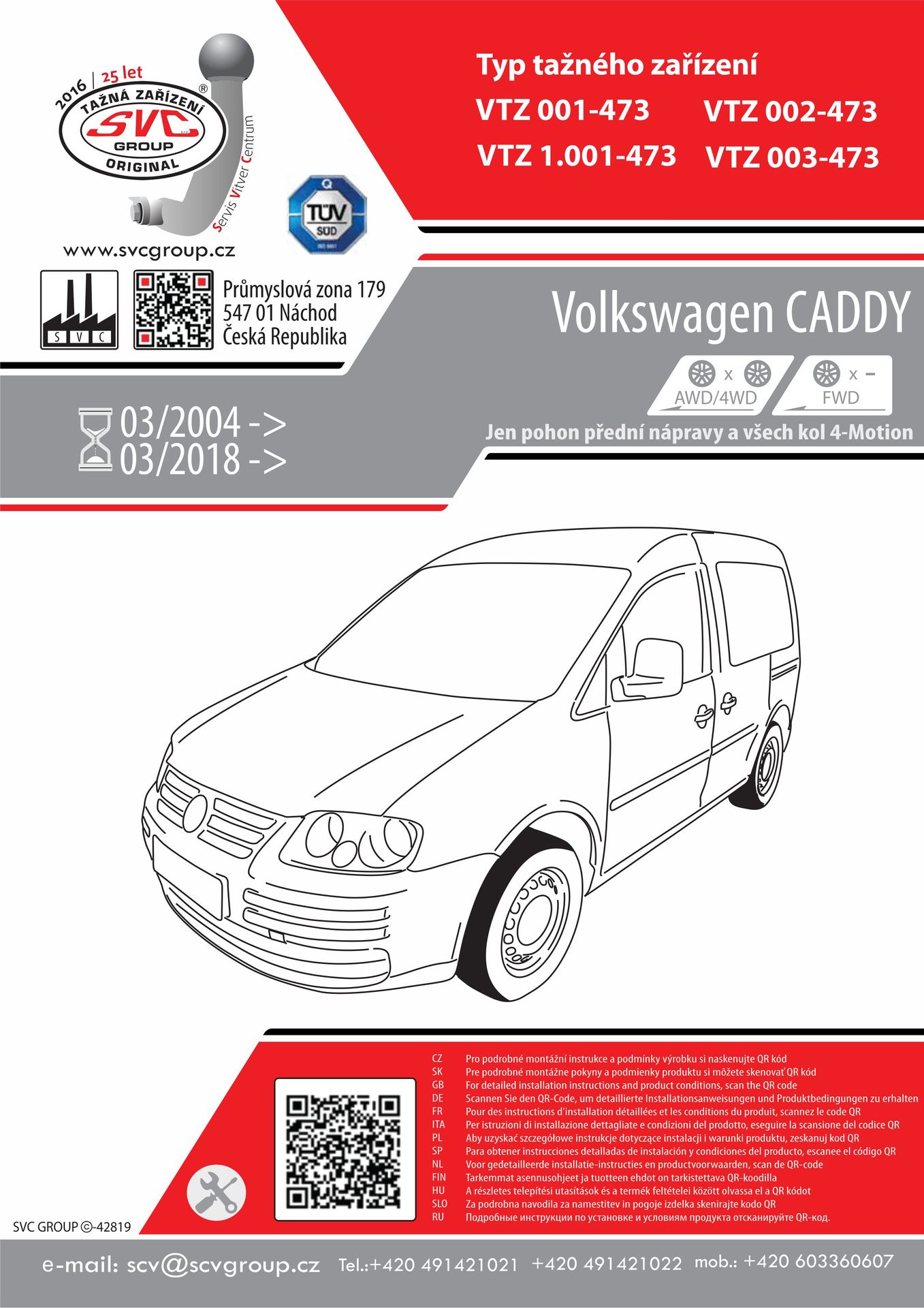 Tažné zařízení Vertikální Automat pro Volkswagen Caddy 01/2016->10/2020 ...